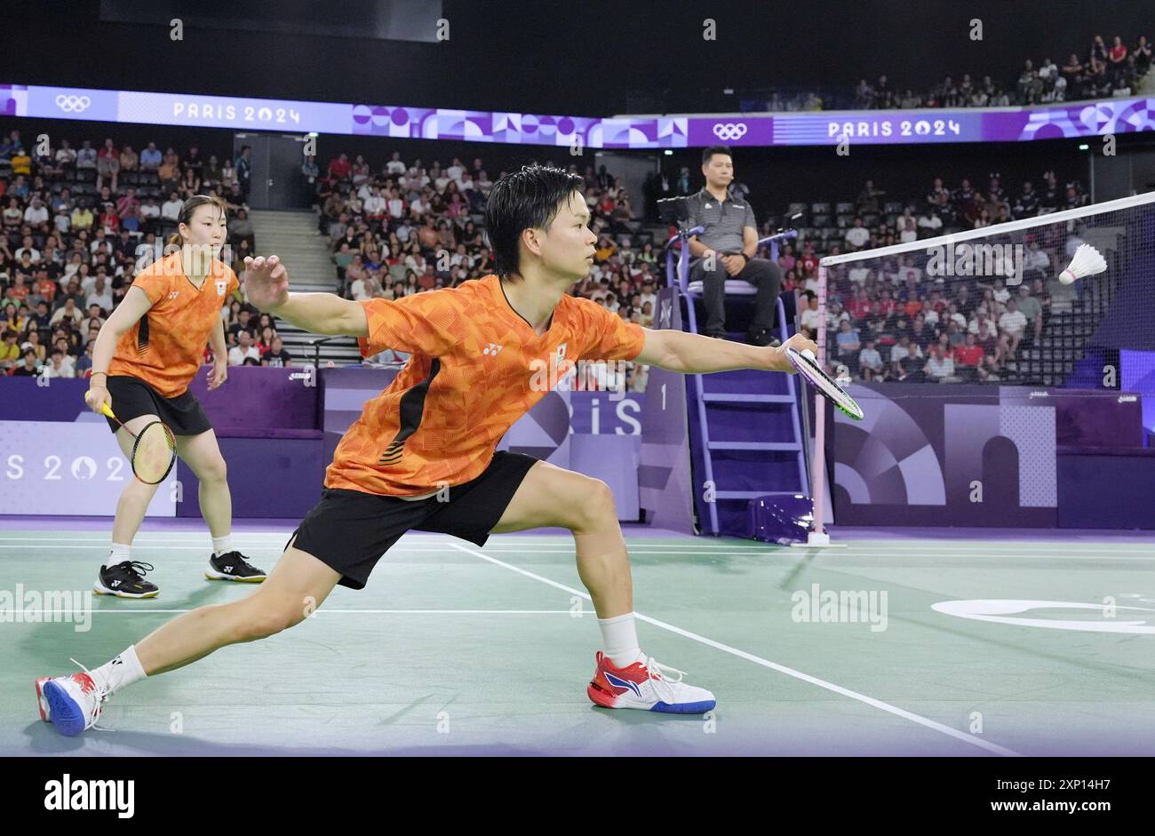 Japan's Yuta Watanabe (front) and Arisa Higashino compete against South ...