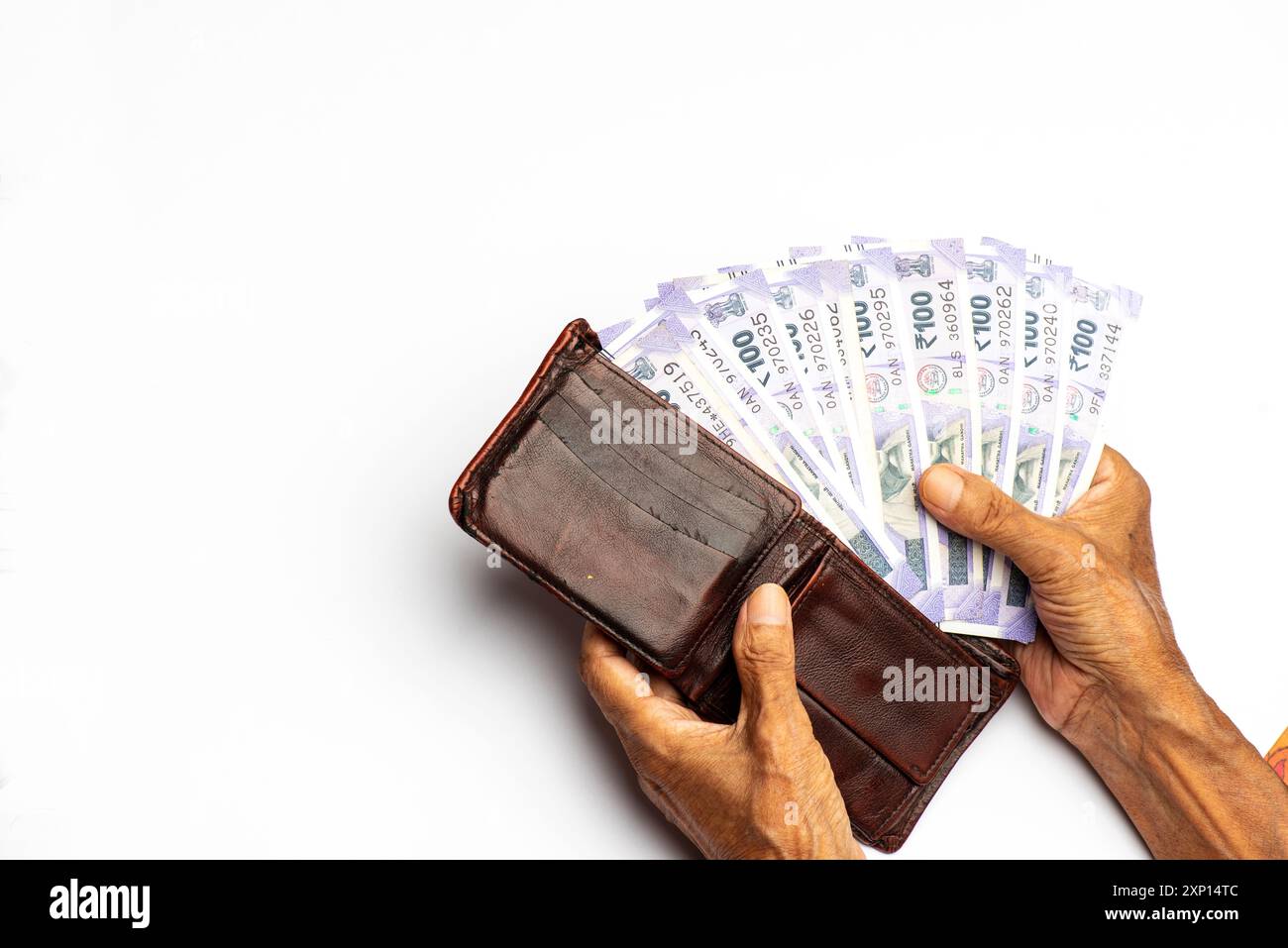 Close-up of Counting Indian rupee isolated on white background Stock ...