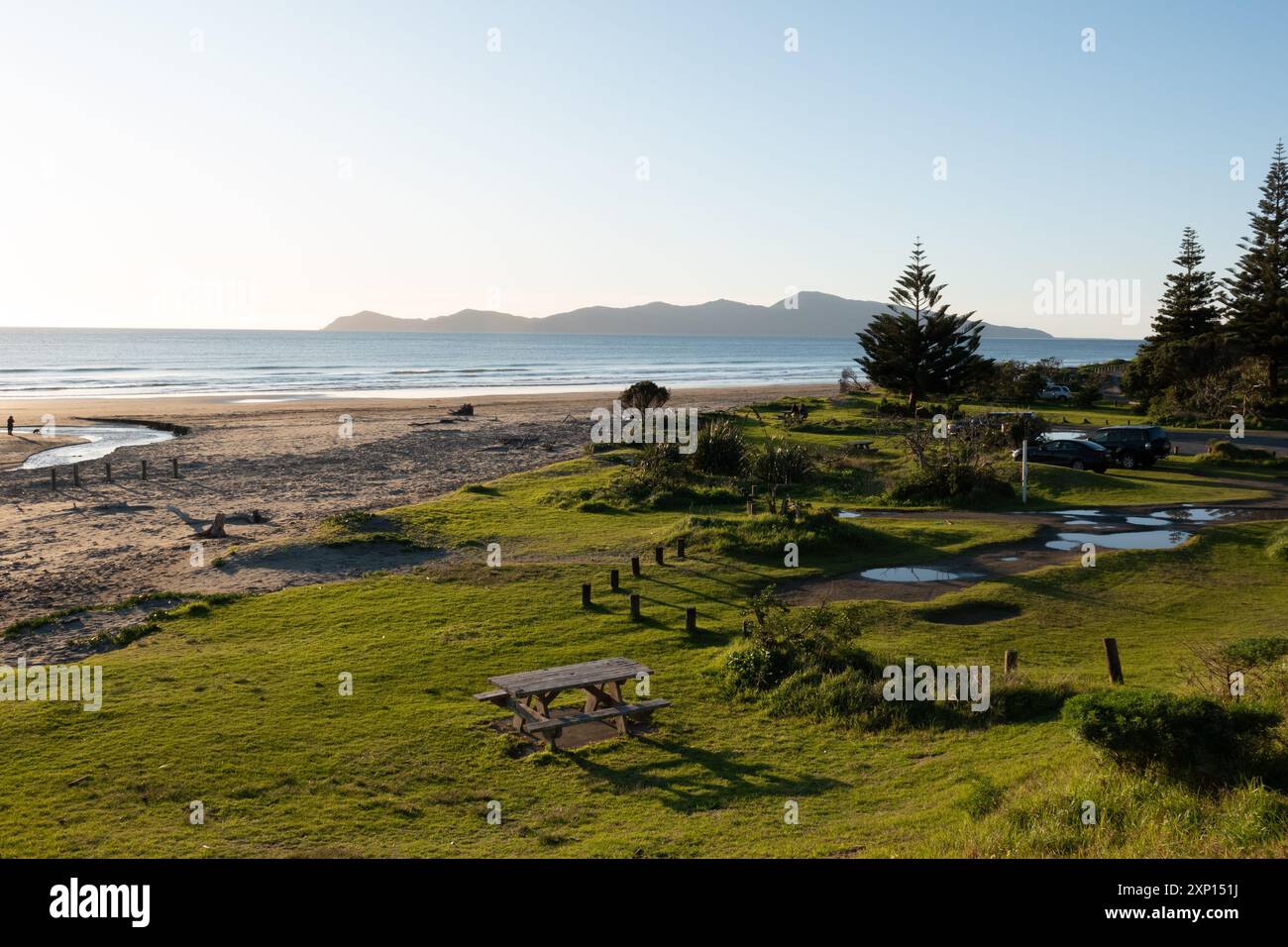 Queen Elizabeth Park at Whareroa beach with Kapiti Island in the ...