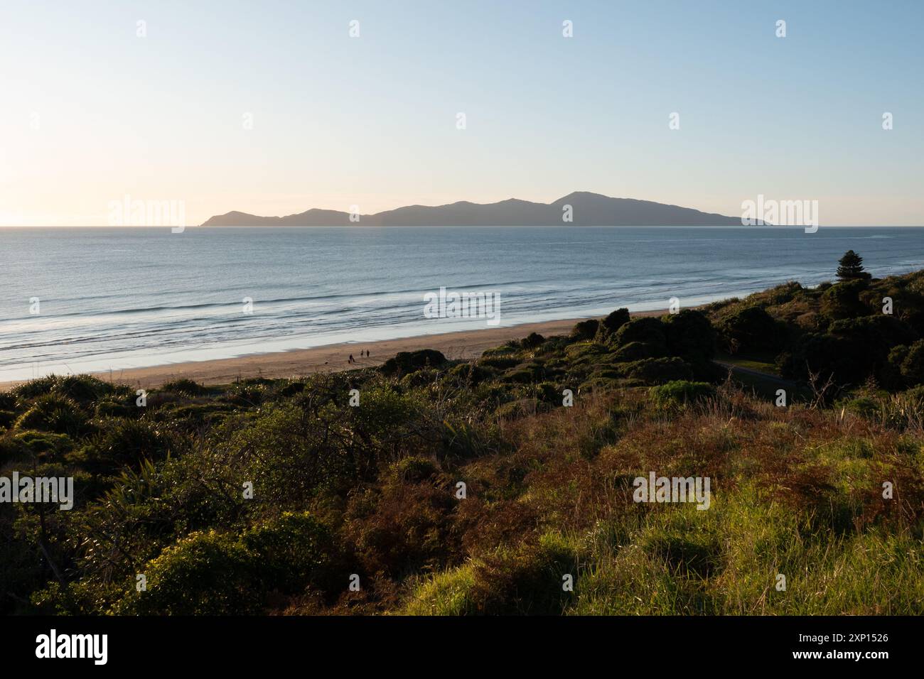Queen Elizabeth Park at Whareroa beach with Kapiti Island in the ...