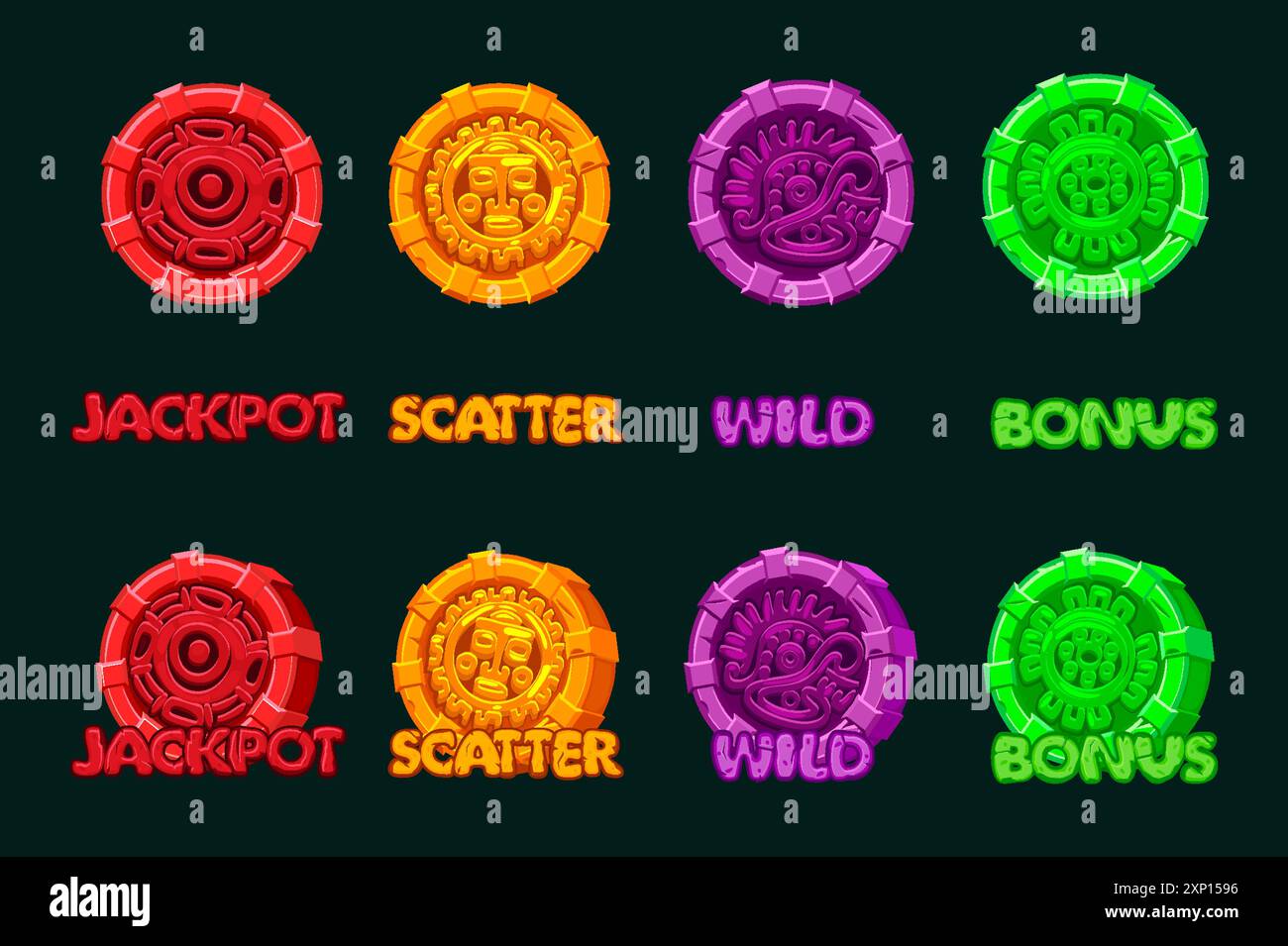 Vector design of symbols of ancient Aztec Civilization, colored ...