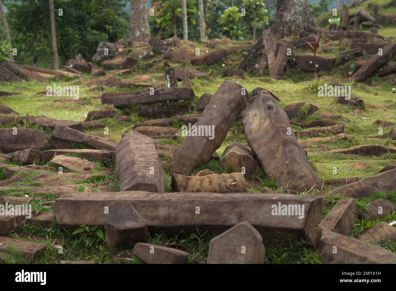 Rectangular stone, Megalithic site Gunung Padang, West Java, Indonesia ...