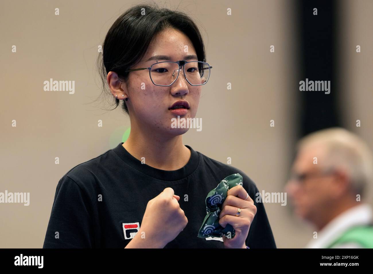 South Korea's Yang Jiin prepares to compete in the 25m pistol women's final at the 2024 Summer ...
