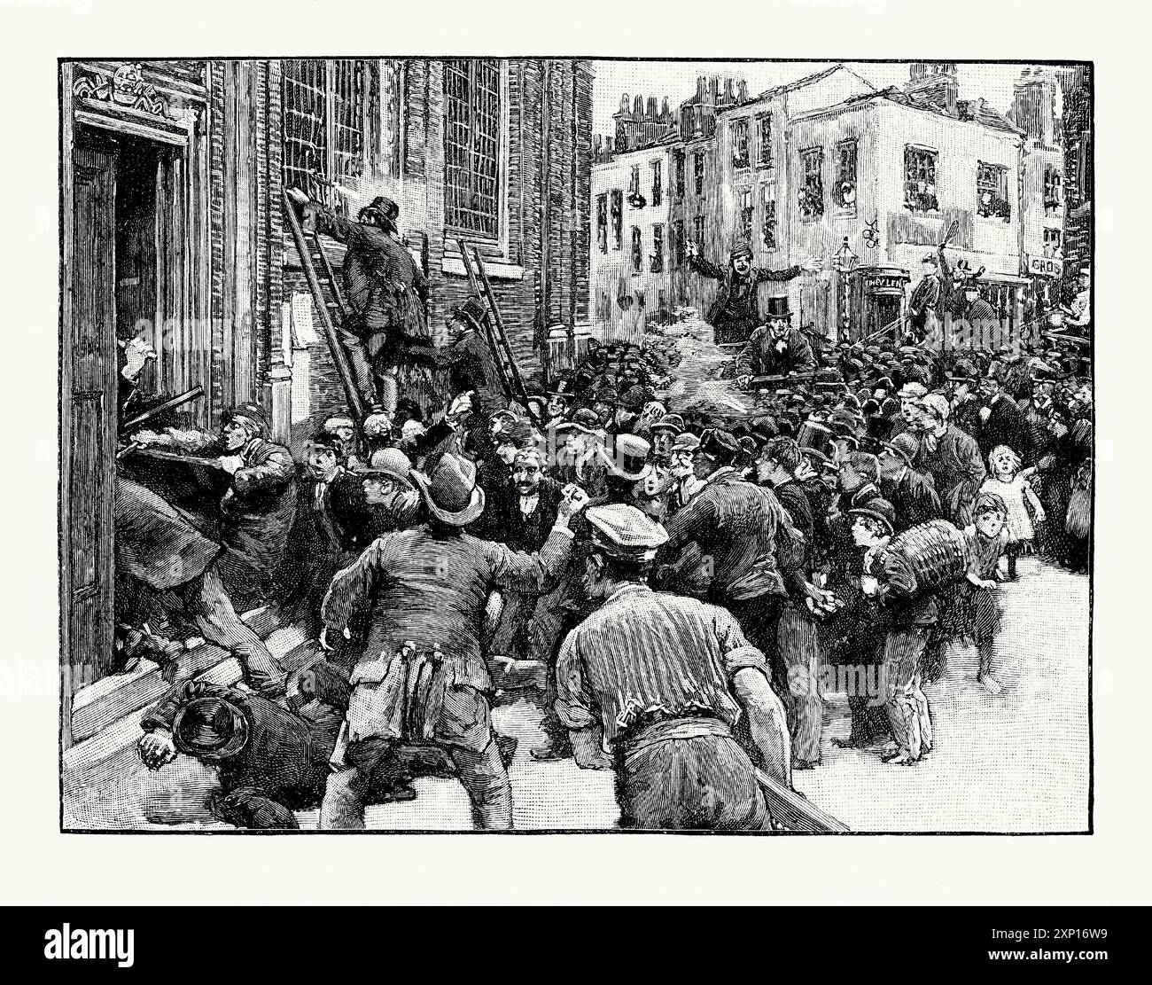 An old engraving of the ‘No Popery’ riots in Birmingham, West Midlands ...