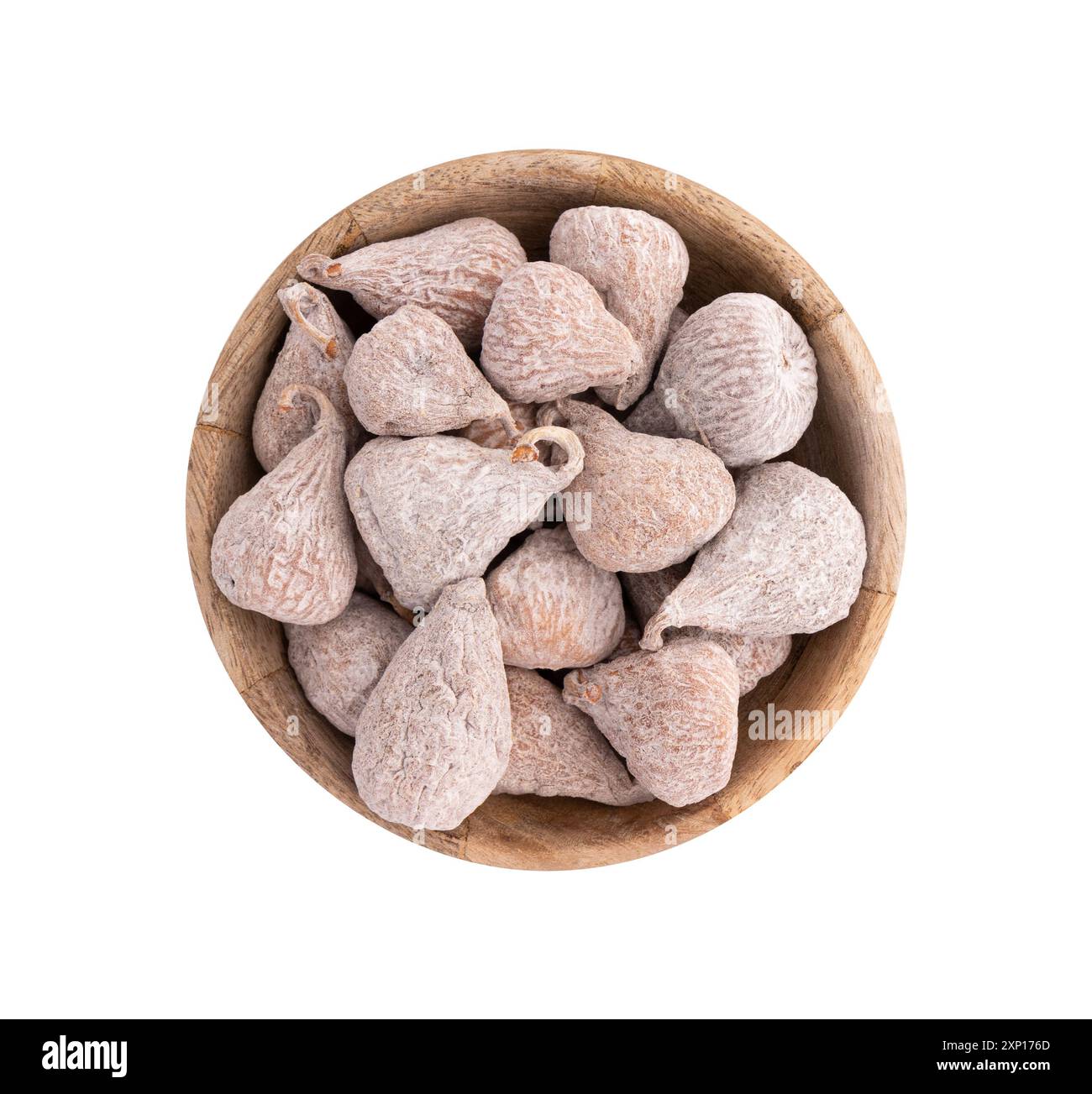 dried baby figs in wooden bowl isolated on white background with ...