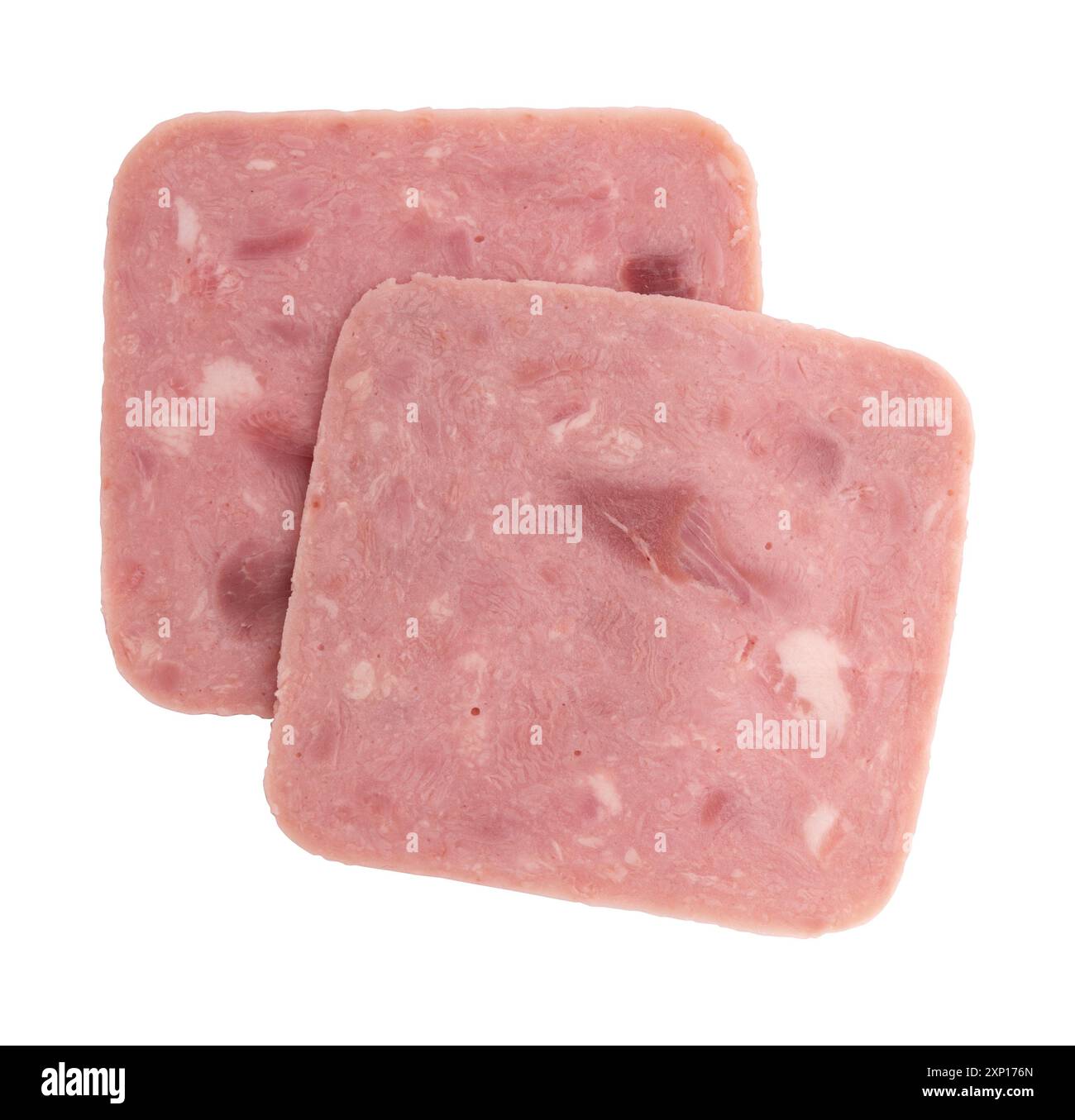 sliced boiled ham sausage isolated on white background with clipping ...