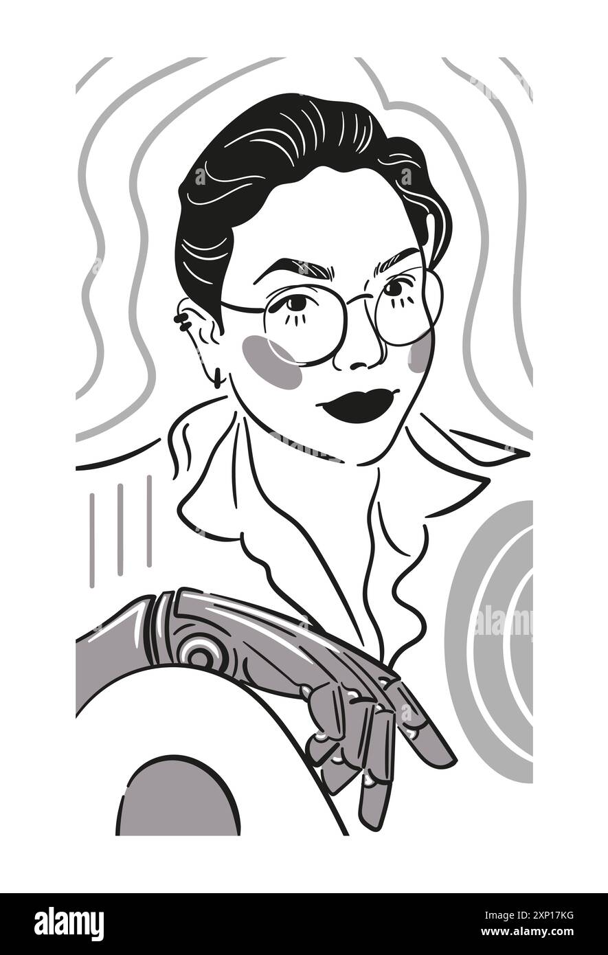 A creative portrait of a modern individual with tech visuals and ...