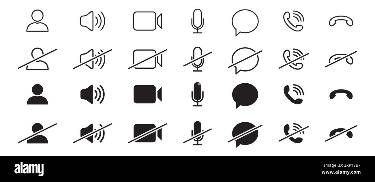 Set of video call icon. Offline and online black icon. Vector Stock Vector Image & Art - Alamy