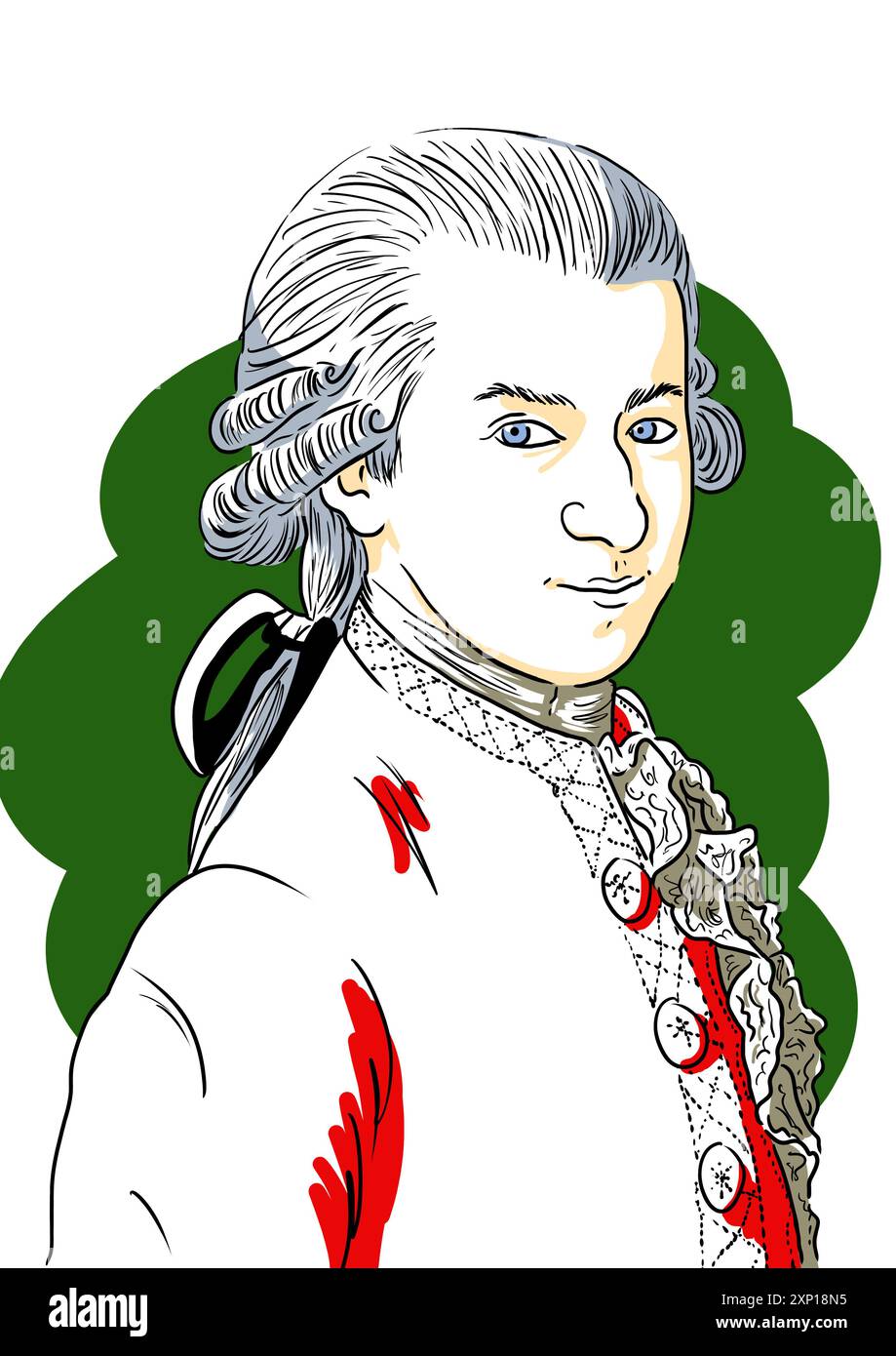 Portrait of Wolfgang Amadeus Mozart, famous composer and musician Stock ...