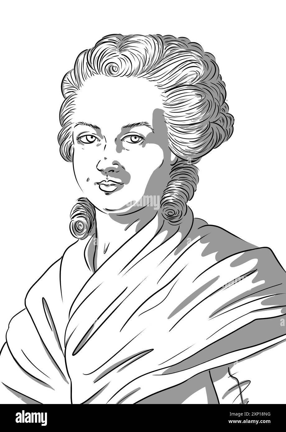 Portrait of Olympe de Gouges, french feminist, french revolutionnary ...