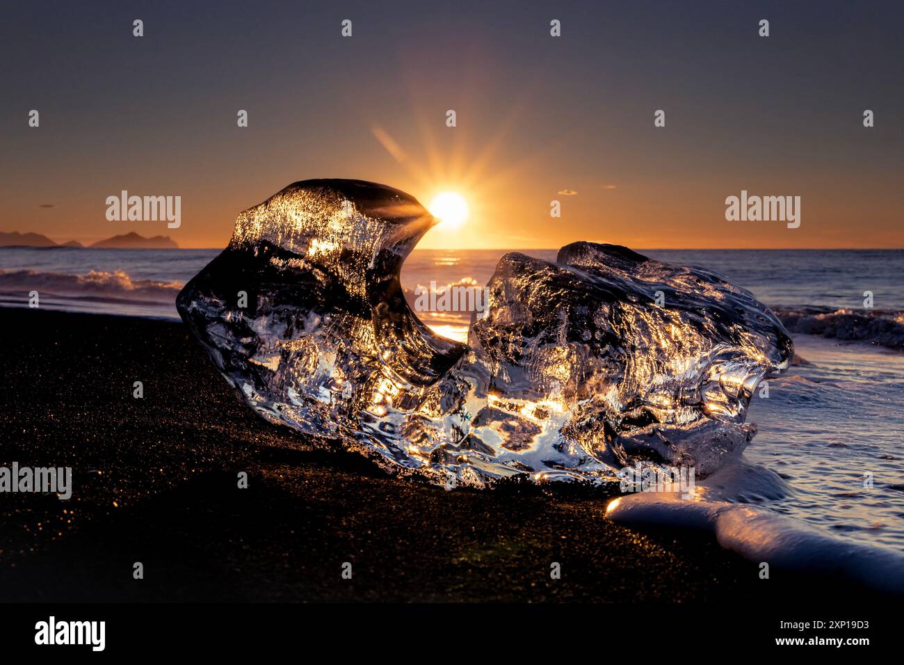Ice Crystal on the Diamond Beach, Iceland by Sunrise Stock Photo - Alamy