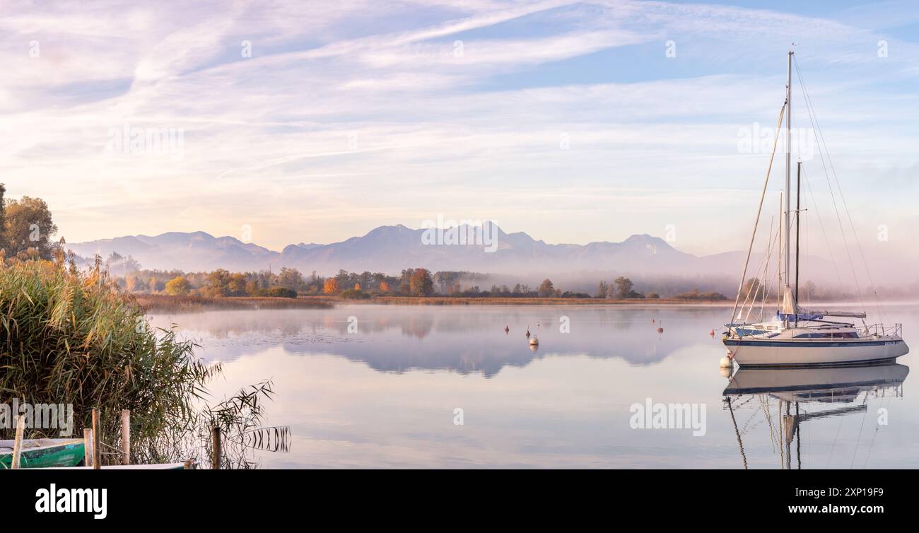 Mountain Reflection on Simssee Lake in Bavaria Stock Photo - Alamy