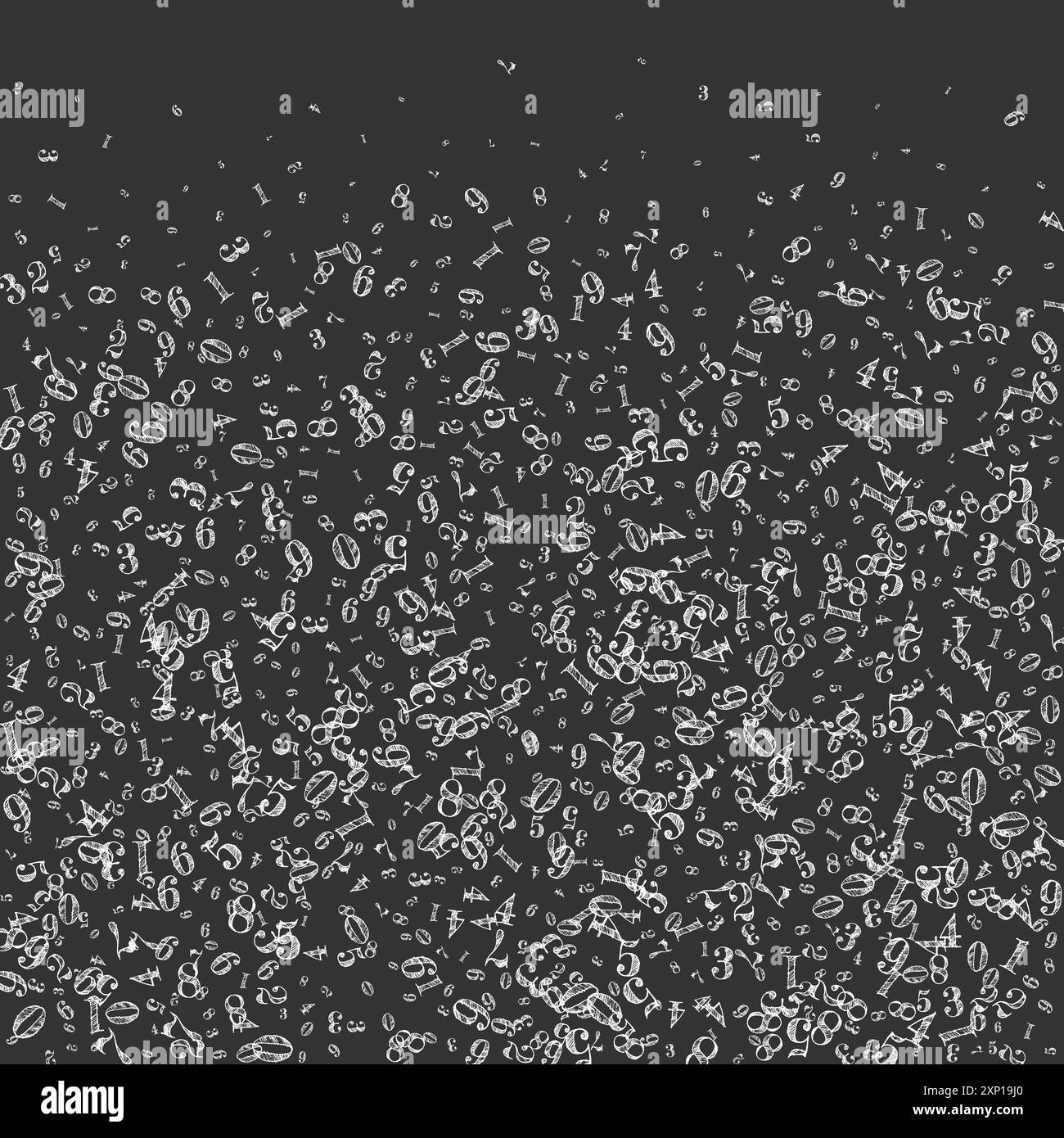 School math notebook cover. White chalk numbers floating in the air ...