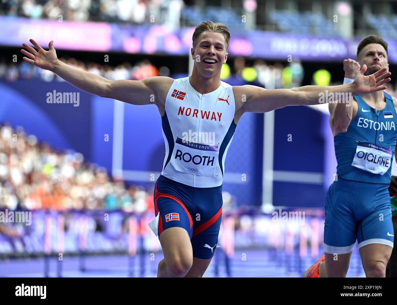 Paris, France. 3rd Aug, 2024. Markus Rooth (L) of Norway celebrates ...
