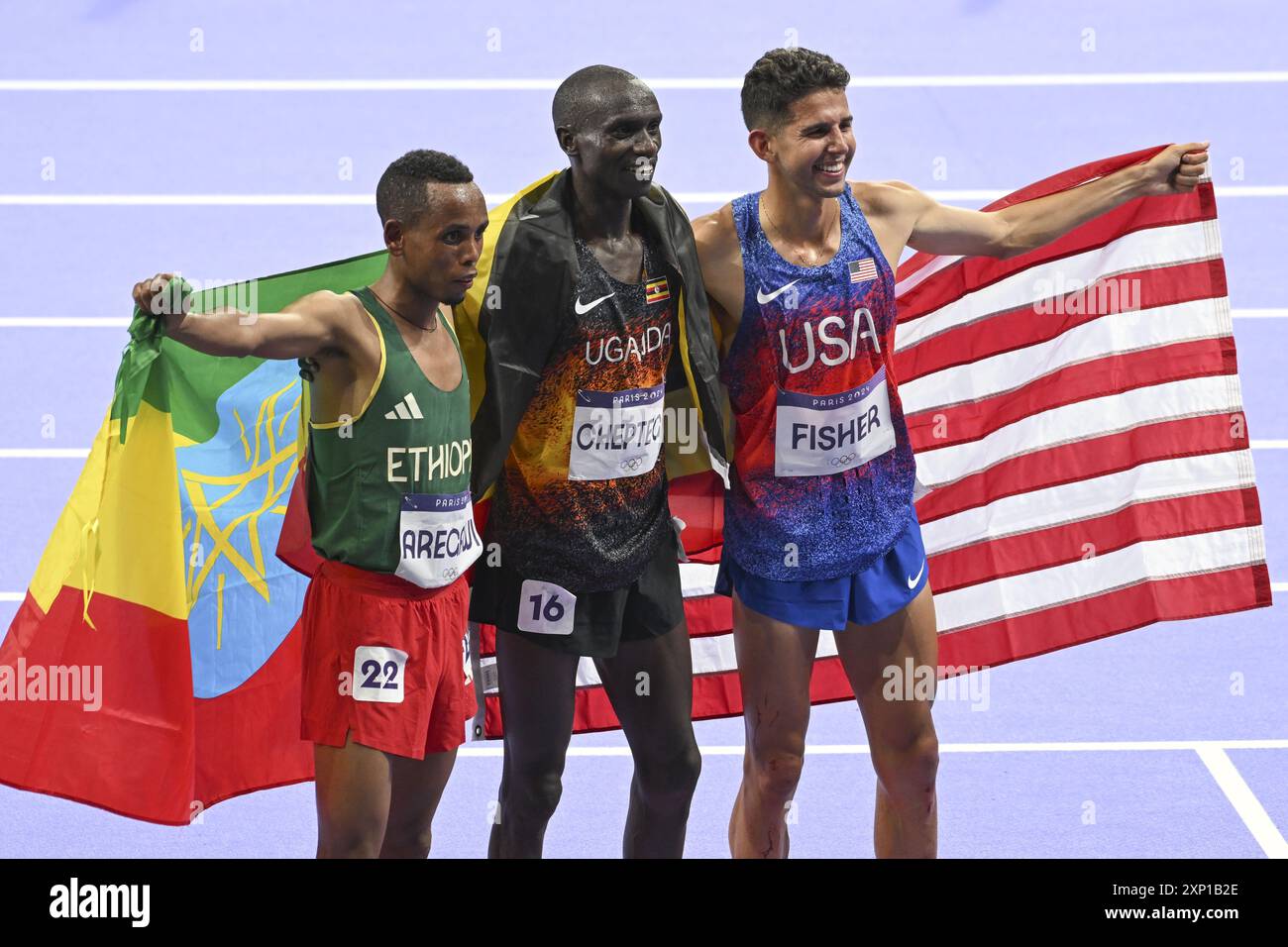Berihu Aregawi (ETH) Silver medal, Joshua Cheptegei (UGA) Gold medal ...