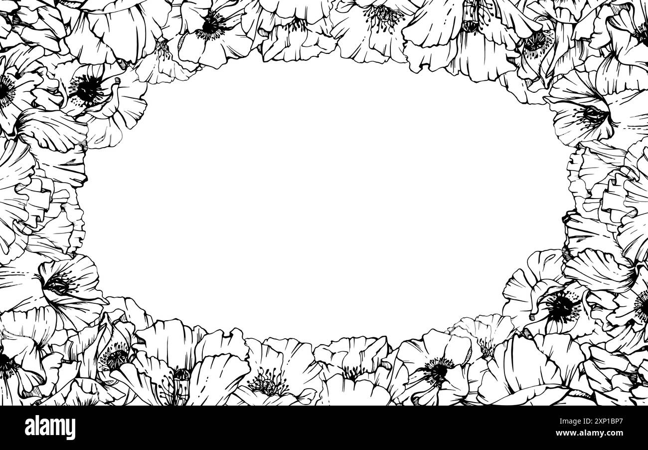 Hand drawn vector graphic botanical illustration flowers leaves. Red ...