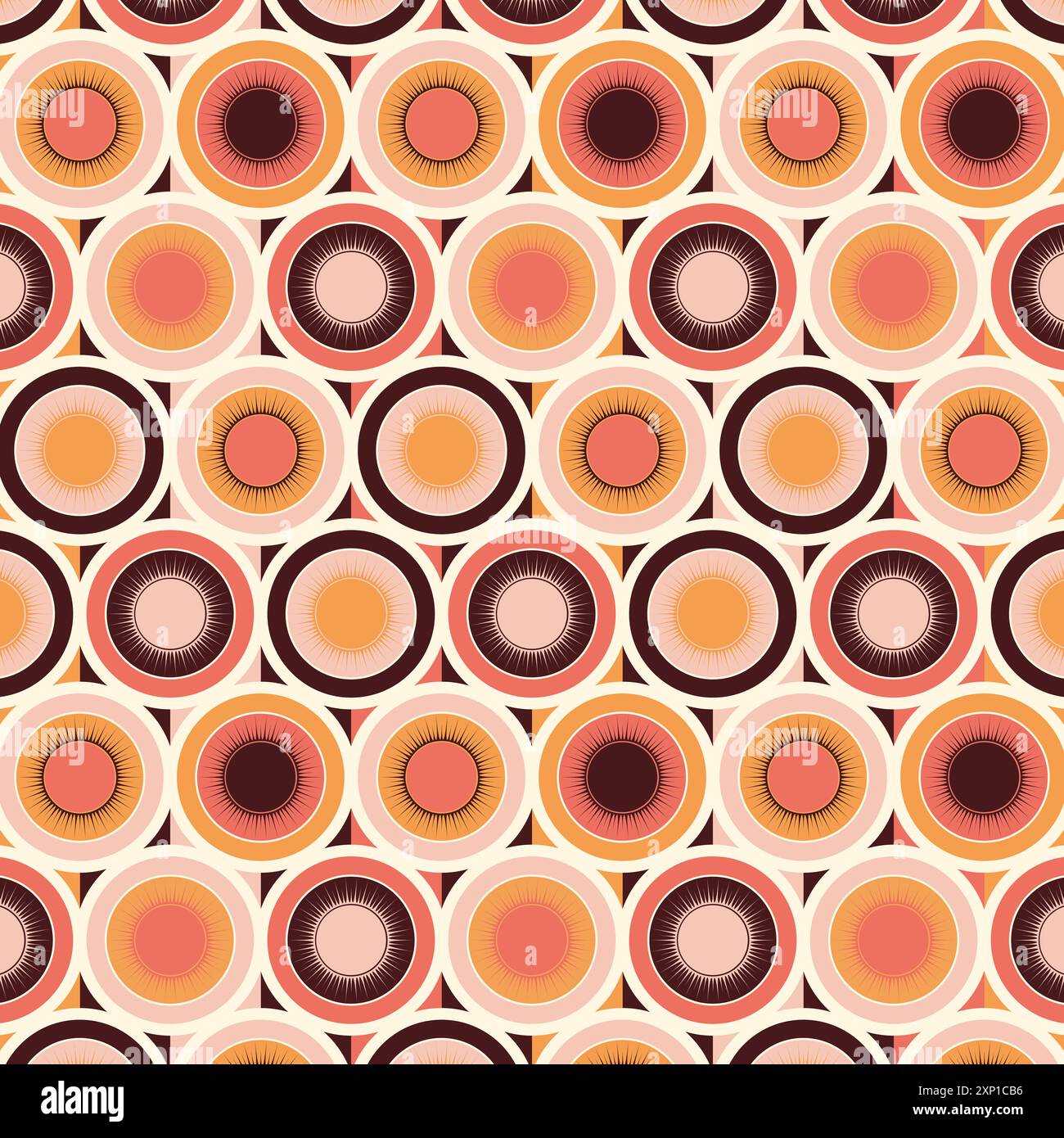 Retro 60s 70s Mid Century Circles And Suns Funky Seventies Style ...