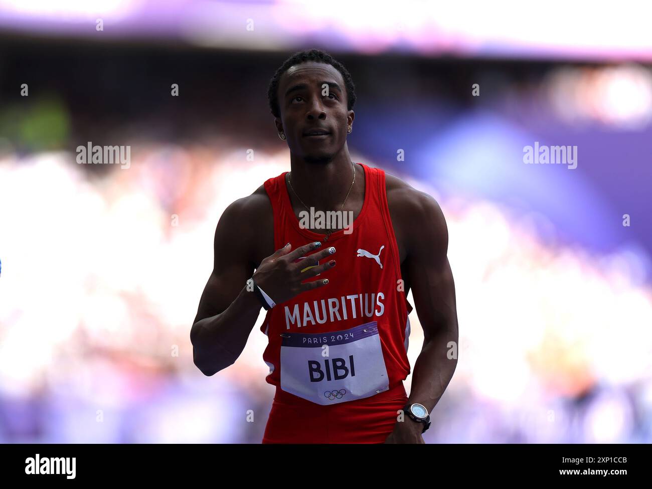 Paris, France. 3rd Aug, 2024. Gary Noa Jerrel Bibi of Mauritius reacts ...