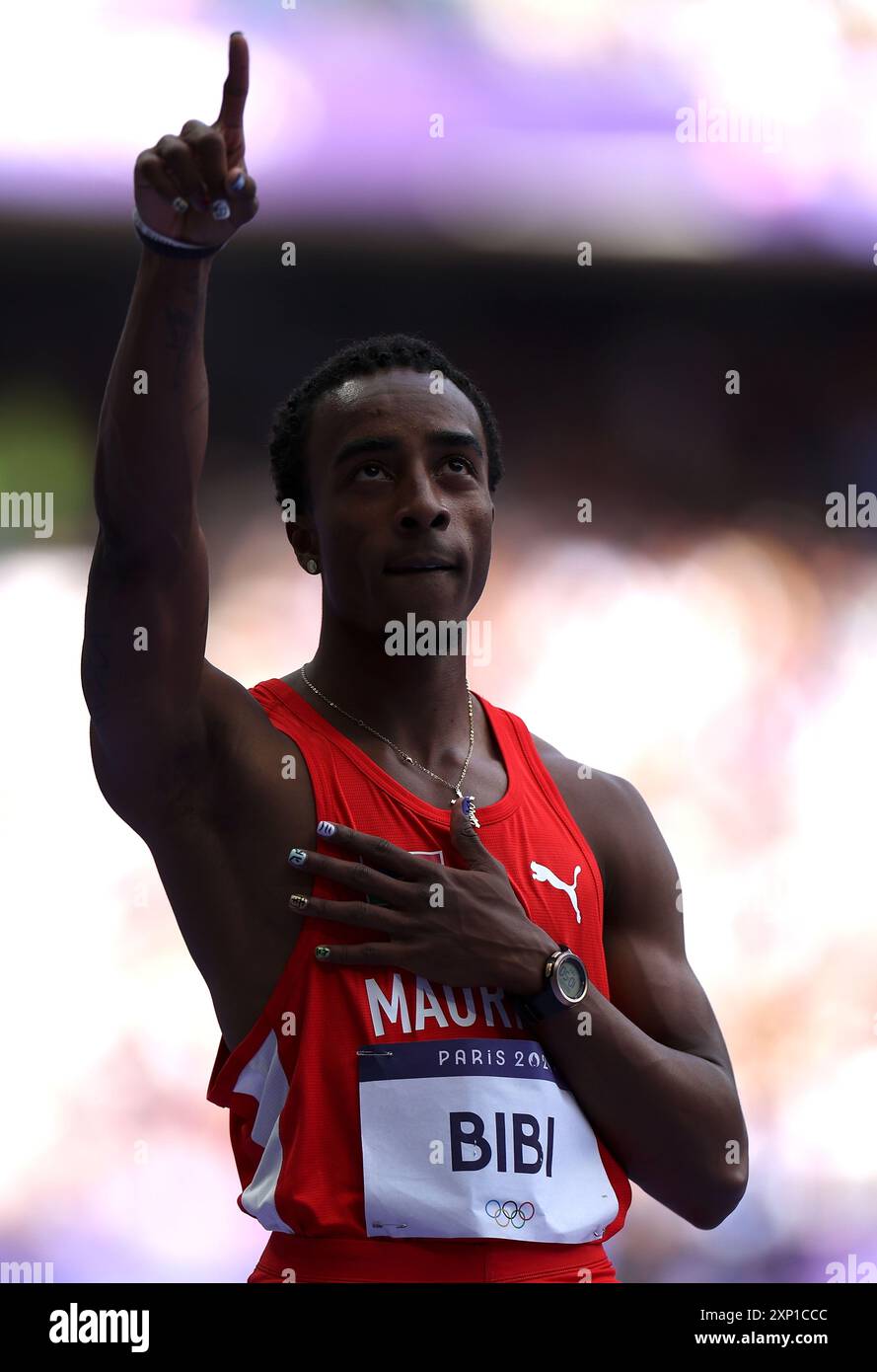 Paris, France. 3rd Aug, 2024. Gary Noa Jerrel Bibi of Mauritius reacts ...