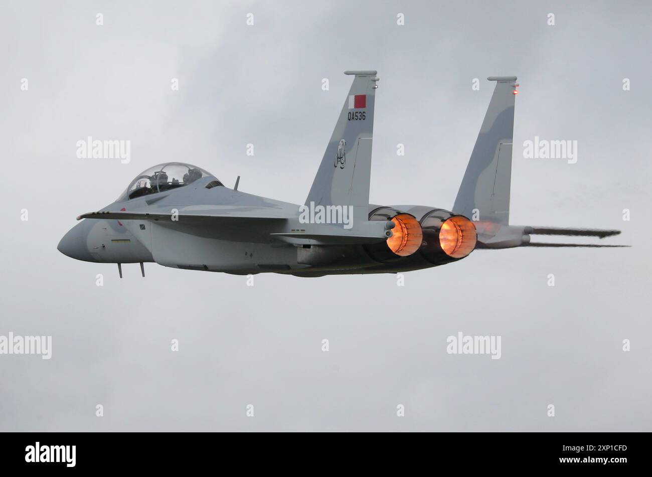 RAF Fairford, UK. 20 July 2024. A Boeing F-15QA from Qatar at take off ...