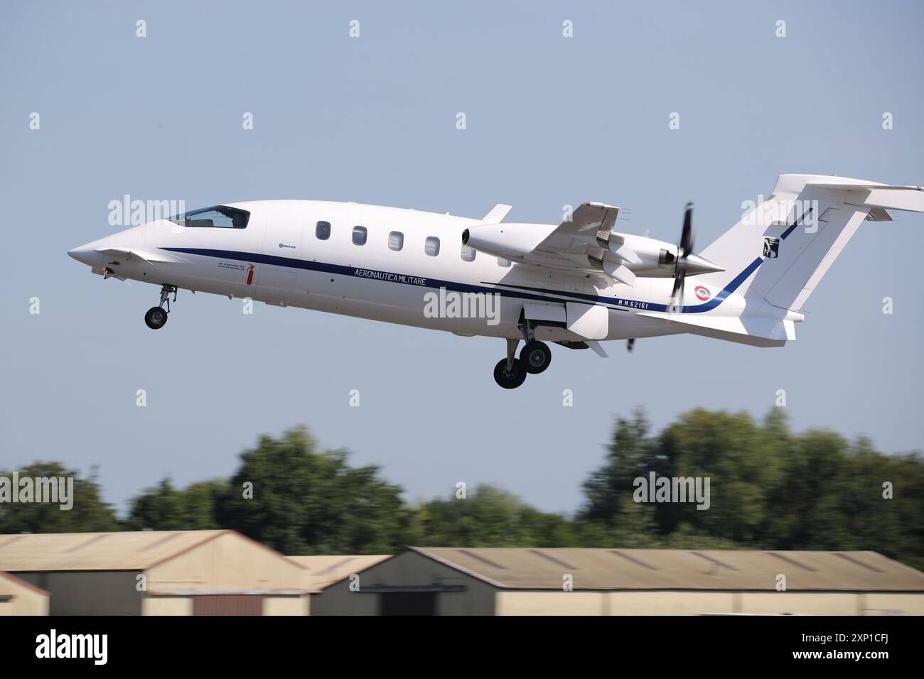 RAF Fairford, UK. 19 July 2024. Italian Piaggio P.180 Avanti taking off ...