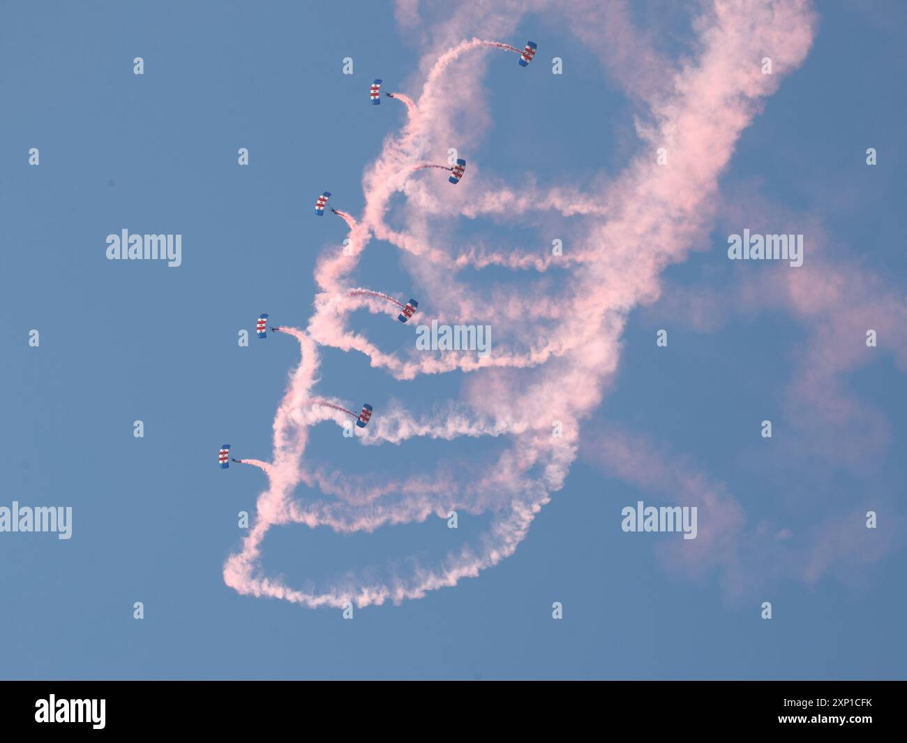 Fairford, UK. 19 JUL, 2024. RAF Falcons, the RAF Parachute Display team ...
