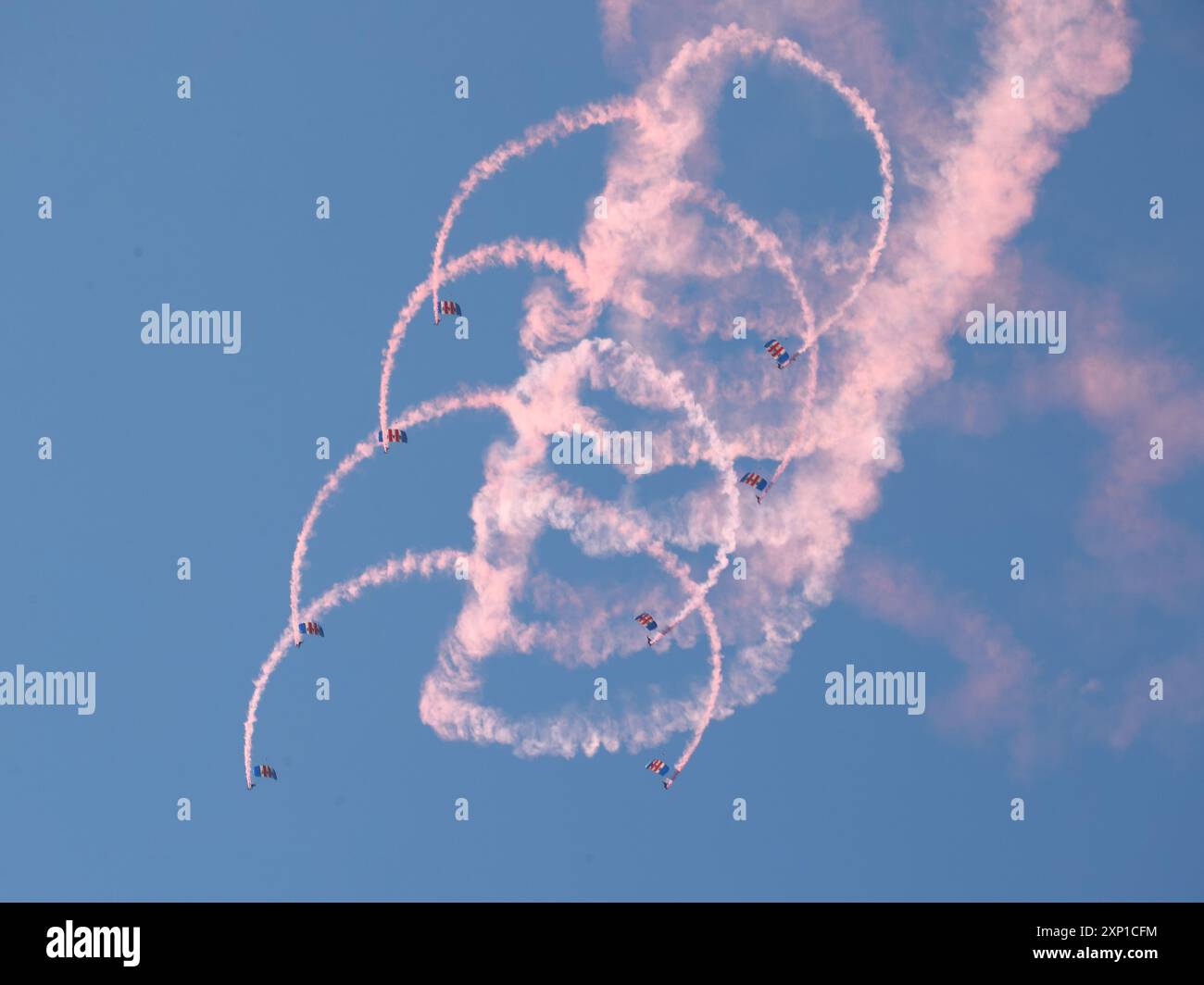 Fairford, UK. 19 JUL, 2024. RAF Falcons, the RAF Parachute Display team ...