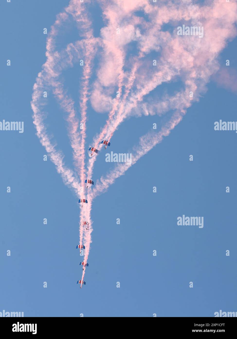 Fairford, UK. 19 JUL, 2024. RAF Falcons, the RAF Parachute Display team ...