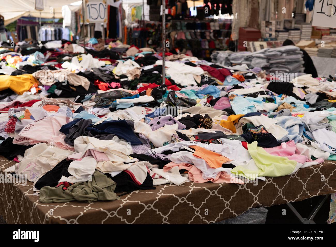 Bazaar. Turkish stall with various fake designer clothing items Stock ...