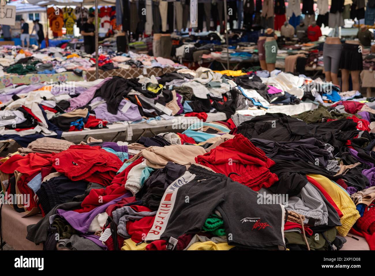 Bazaar. Turkish stall with various fake designer clothing items Stock ...