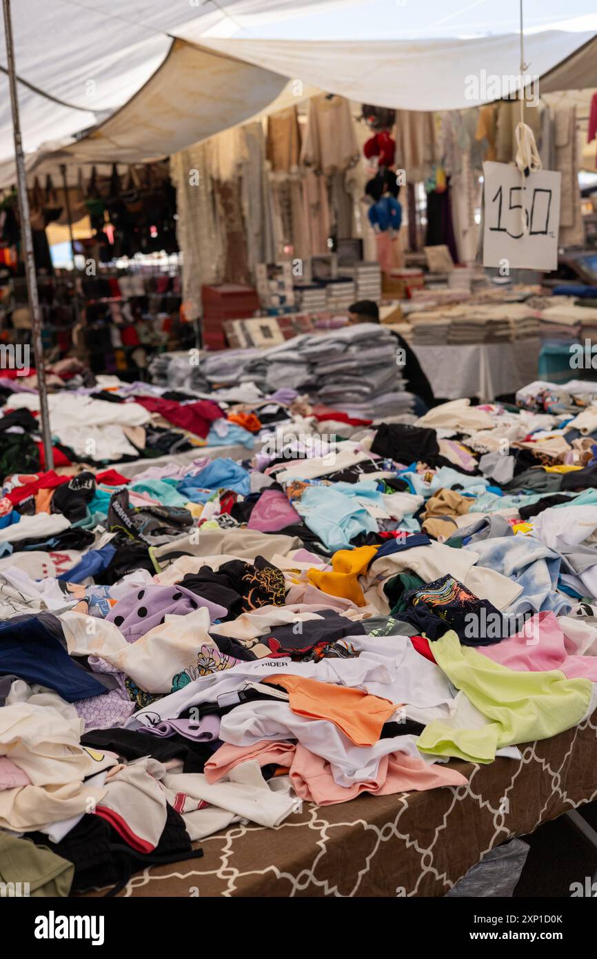 Bazaar. Turkish stall with various fake designer clothing items Stock ...