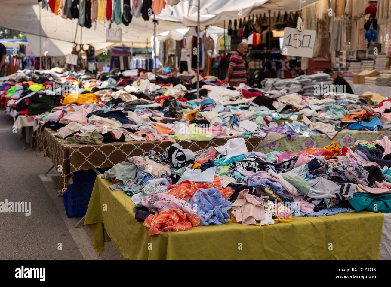 Bazaar. Turkish stall with various fake designer clothing items Stock ...
