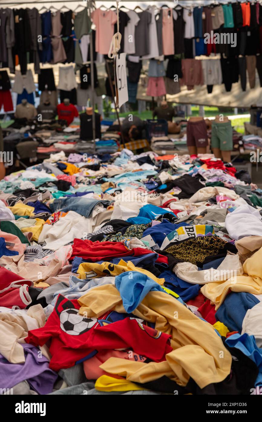 Bazaar. Turkish stall with various fake designer clothing items Stock ...