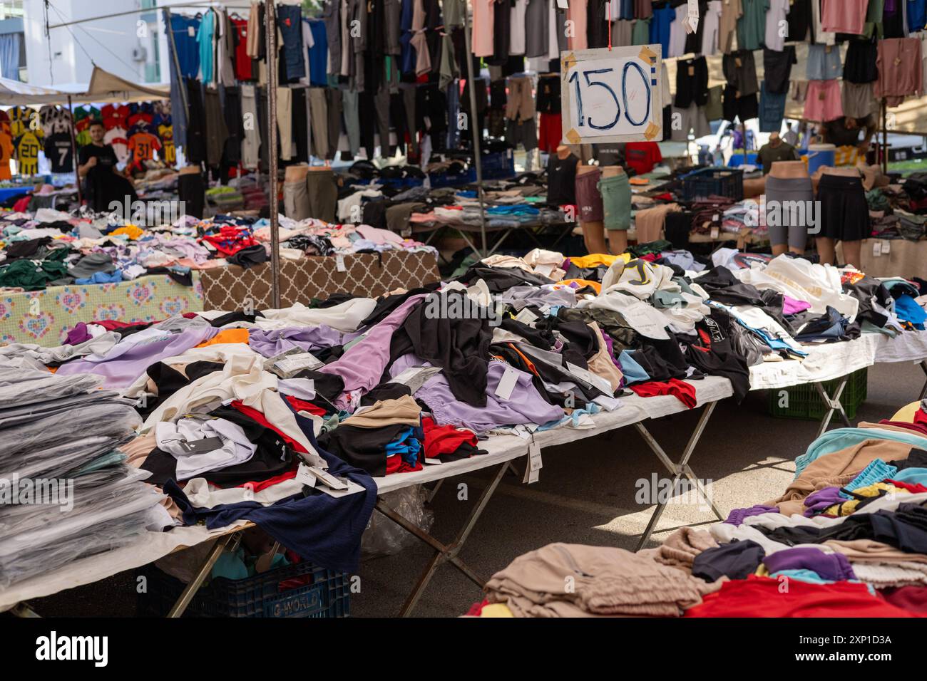 Bazaar. Turkish stall with various fake designer clothing items Stock ...