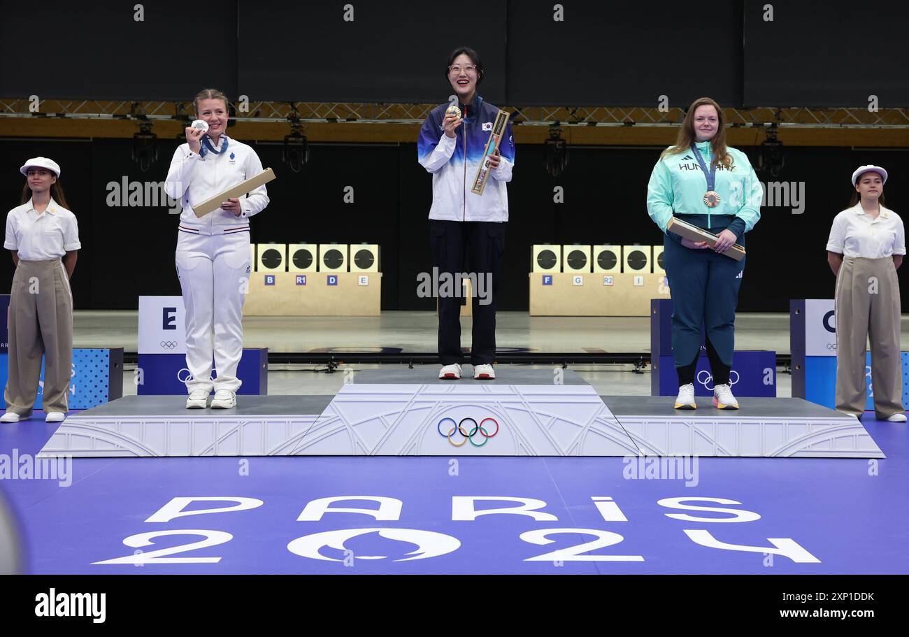 Chateauroux, France. 3rd Aug, 2024. Gold medalist Yang Jiin of South ...