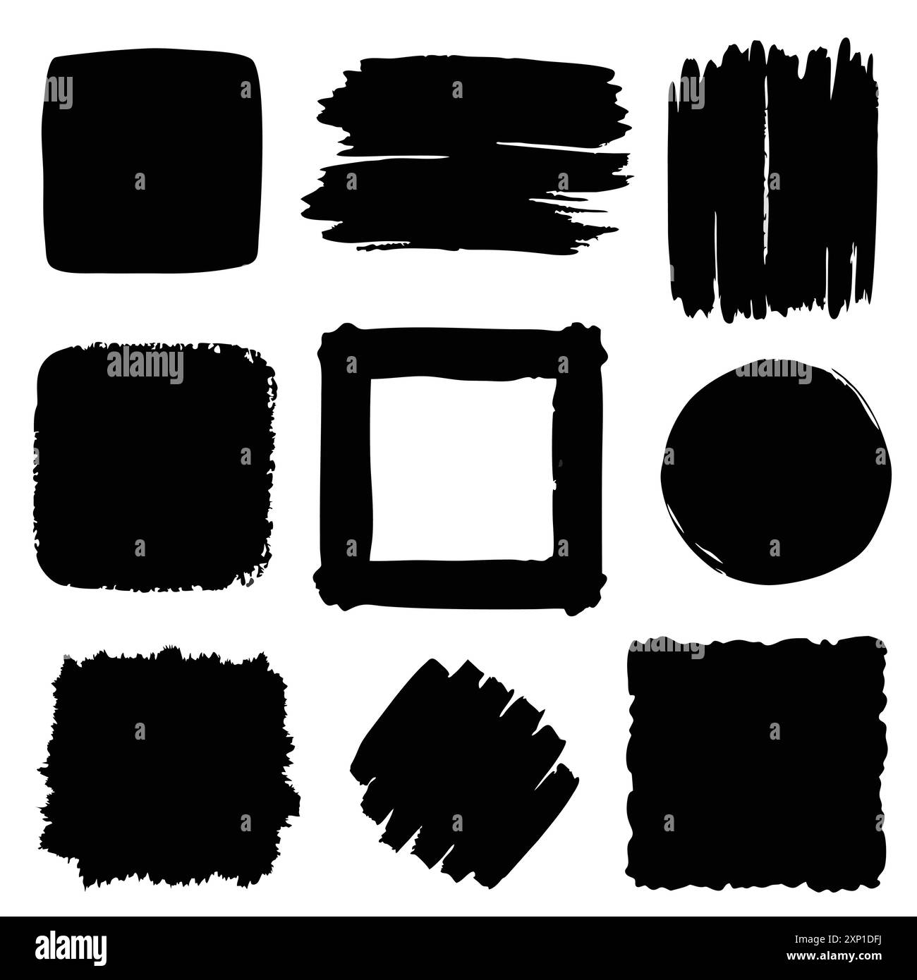 Collection of hand drawn abstract square black paint Stock Vector Image ...