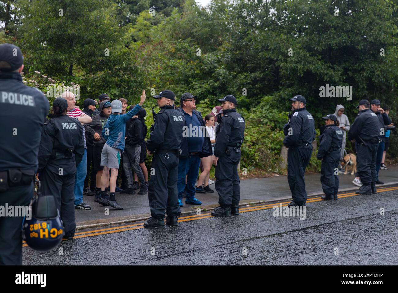 Liverpool, UK. 02 AUG, 2024. Young boy swears in direction of left wing ...