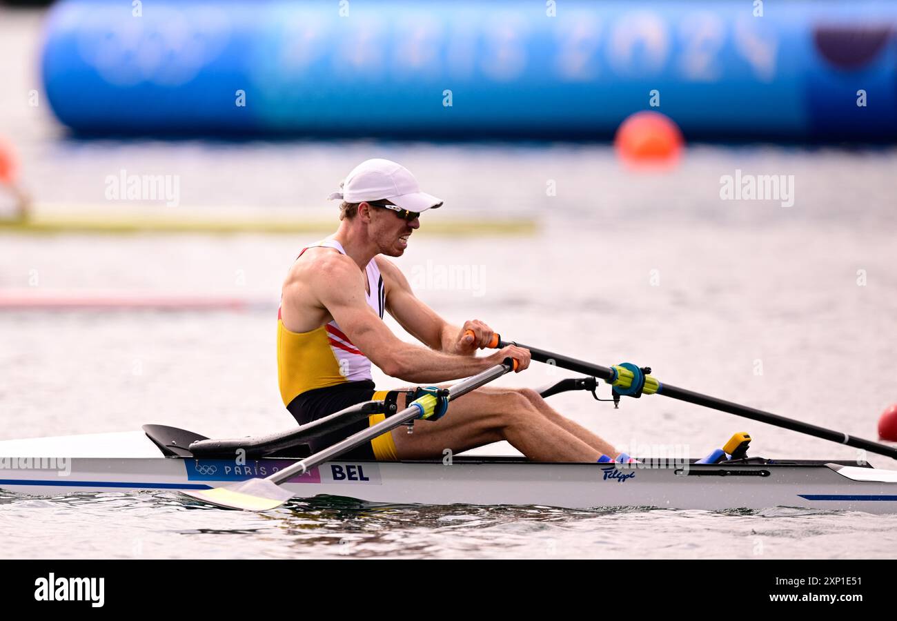 Paris, France. 03rd Aug, 2024. Belgian rower Tim Brys pictured in ...