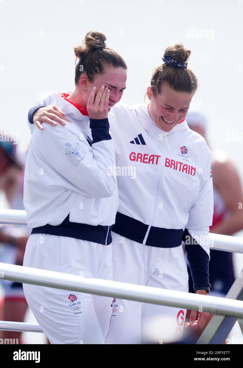 Great Britain's Lauren Irwin and Emily Ford walk out to collect their ...