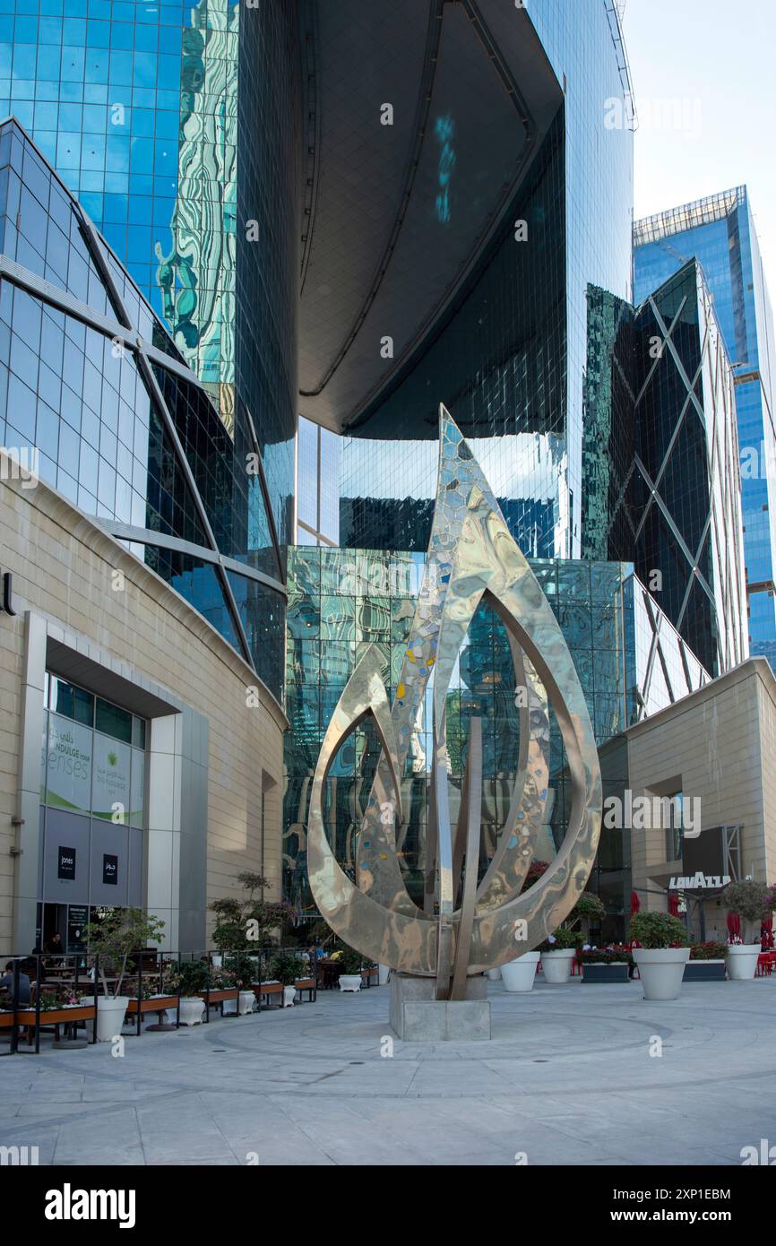 Street level view of The Gate Mall abstract sculpture in west bay Doha ...