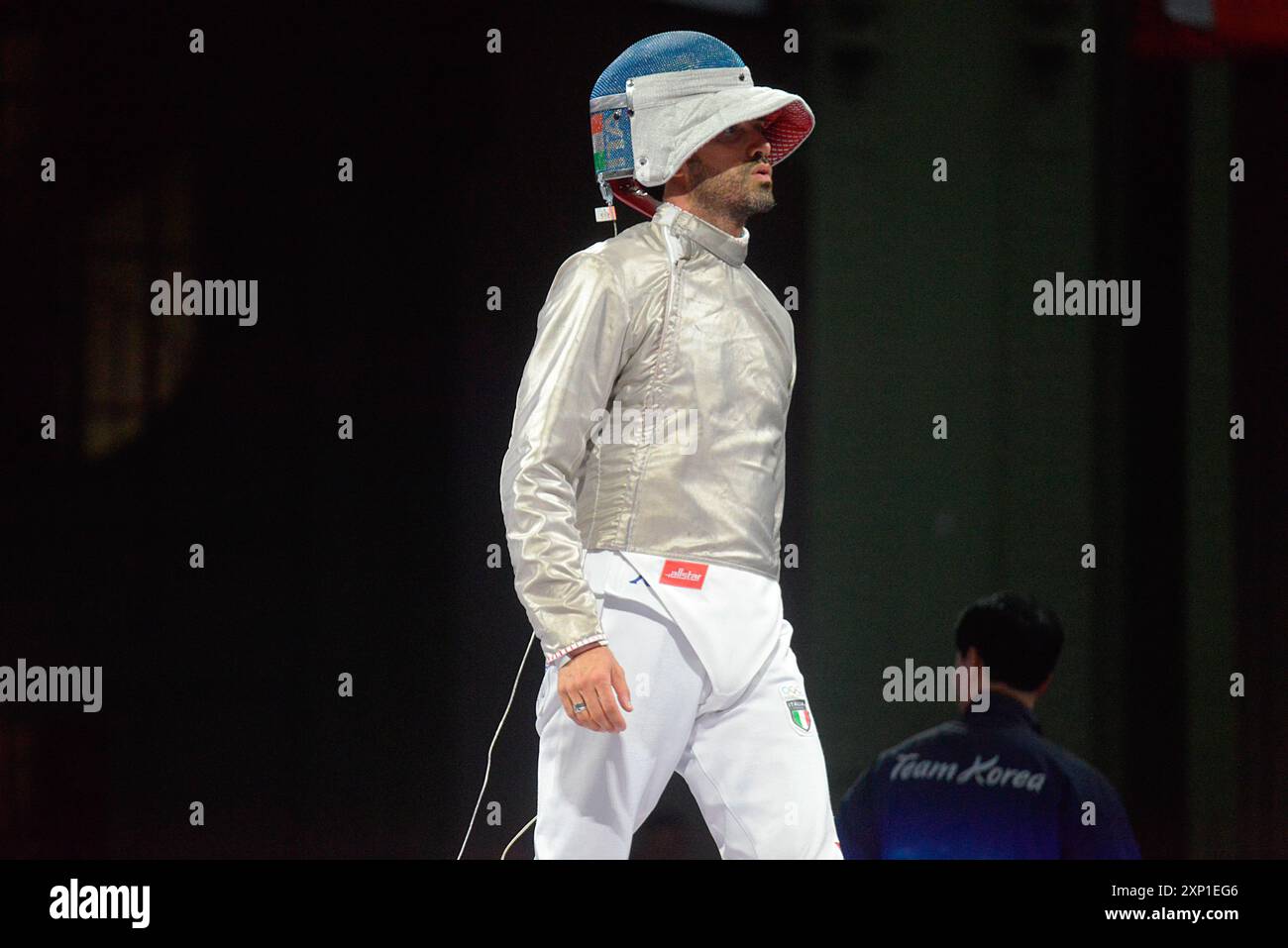 luigi Samele (Italia) after the match during Fencing - Men's Sabre ...