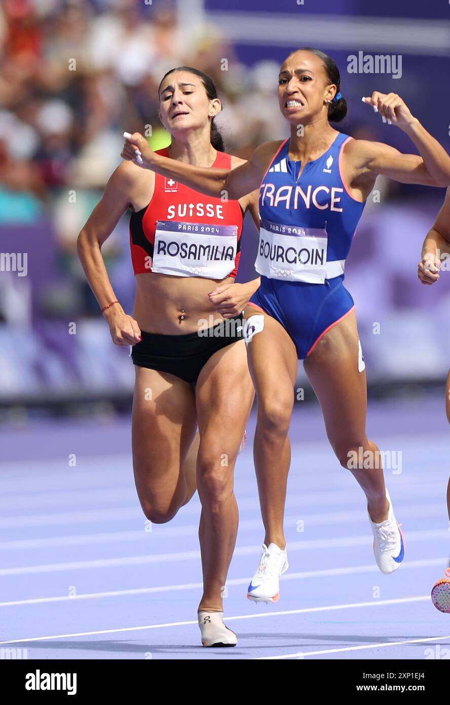 Paris, France. 2nd Aug, 2024. Anais Bourgoin (R) of France competes ...
