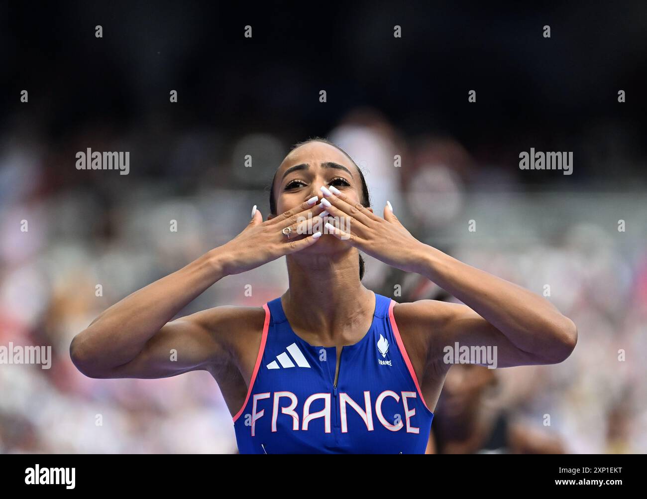 Paris, France. 3rd Aug, 2024. Anais Bourgoin of France celebrates after ...