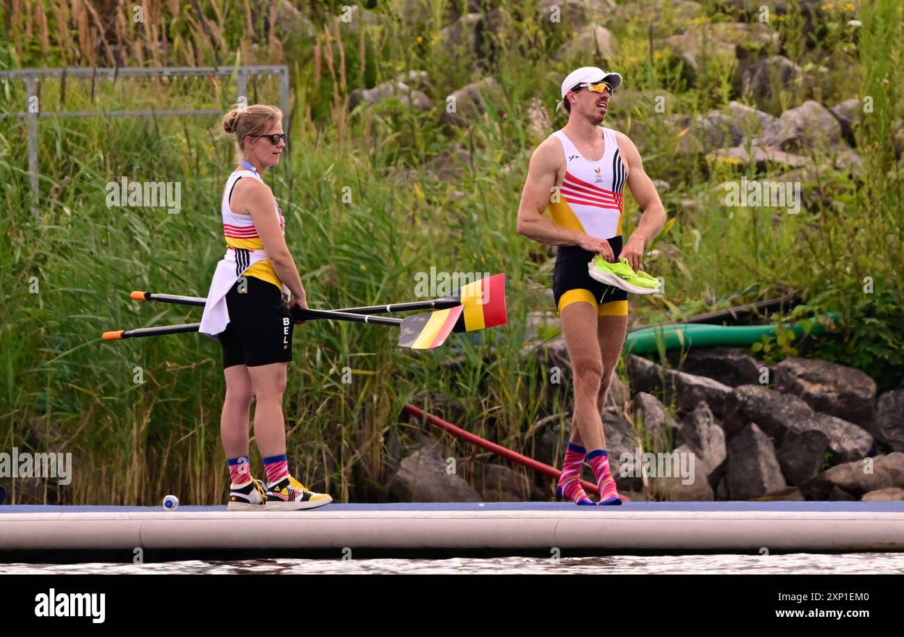 Paris, France. 03rd Aug, 2024. Belgian rower Tim Brys pictured after ...
