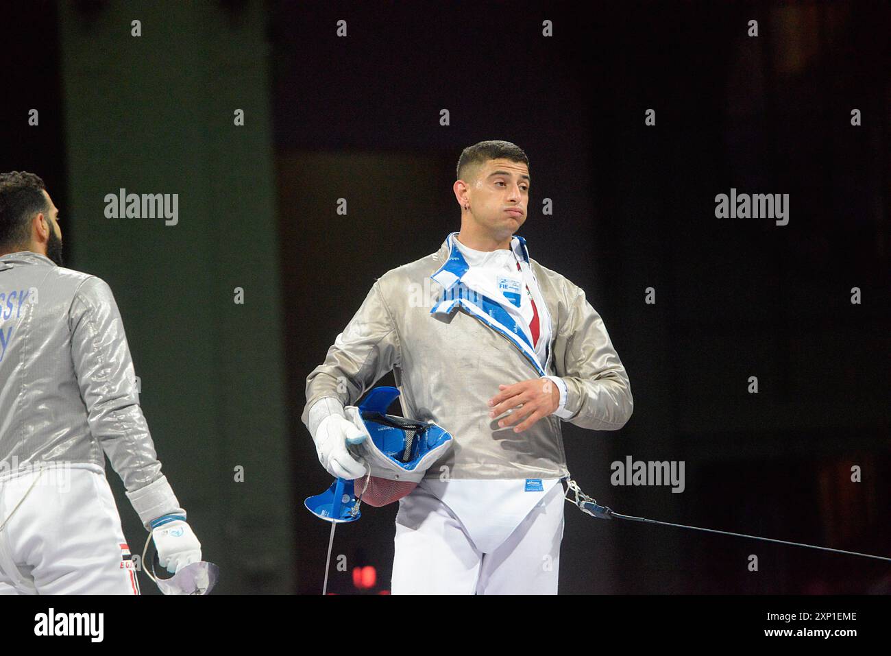 Fares Ferjani (Tunisia) in action during Fencing - Men's Sabre ...