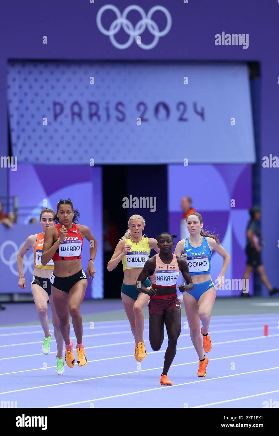 Paris, France. 2nd Aug, 2024. Athletes compete during the women's 800m ...