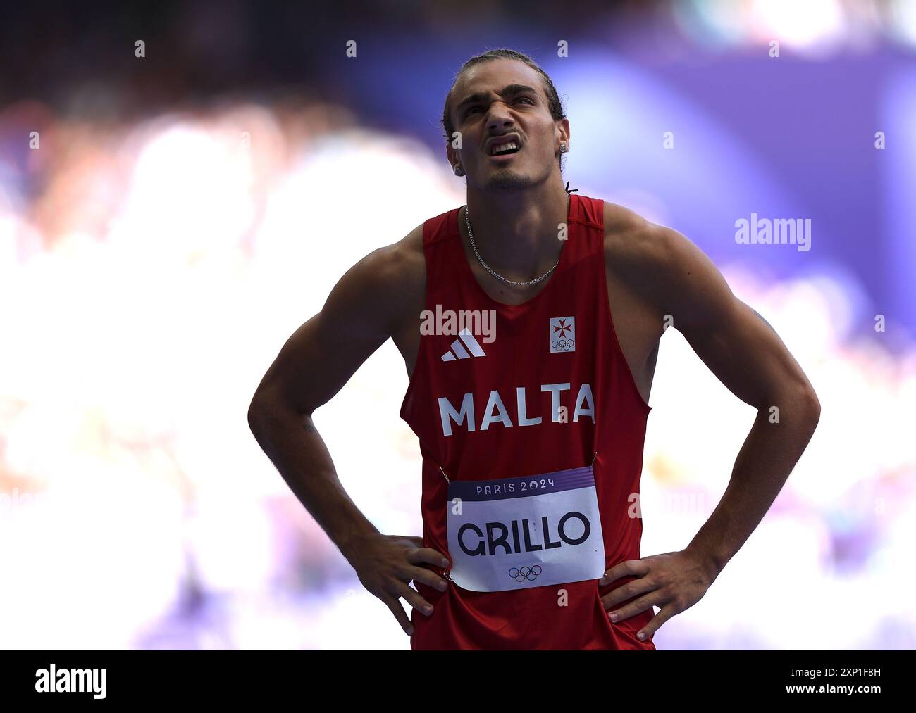 Paris, France. 3rd Aug, 2024. Beppe Grillo of Malta reacts after the ...