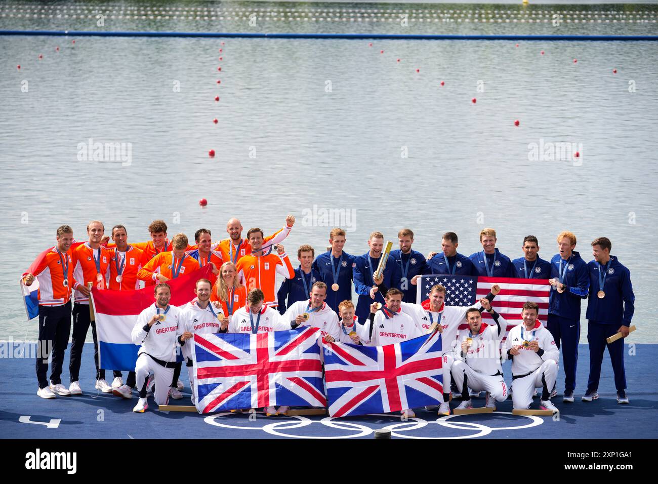 Silver medalists, left, Team Netherlands, gold medalists, front, Team ...
