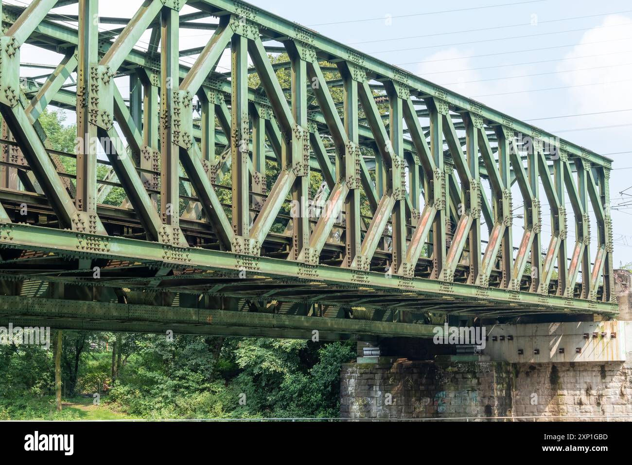 large green rusty railway truss bridge Stock Photo - Alamy