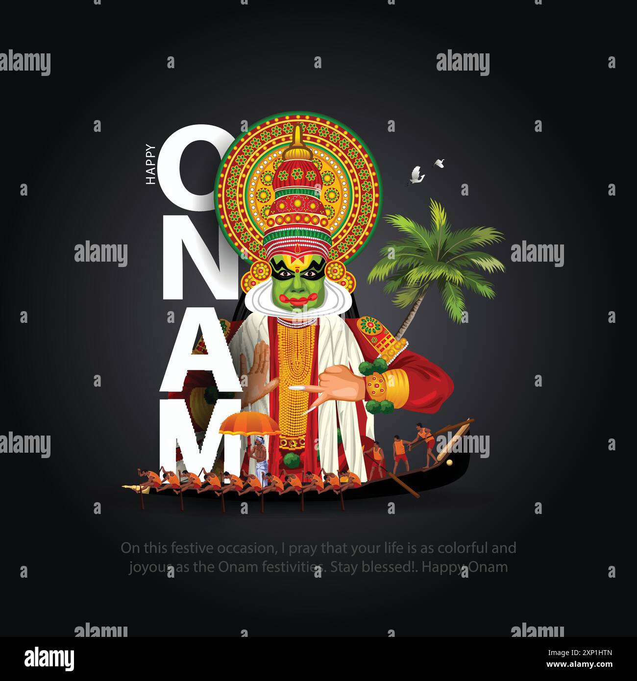 Kerala festival happy onam with kathakali face, use for poster, leaflet ...